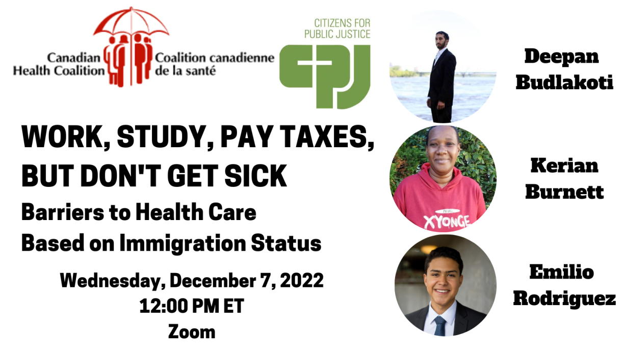 Webinar: Work, study, pay taxes, but don’t get sick – Canadian Health ...